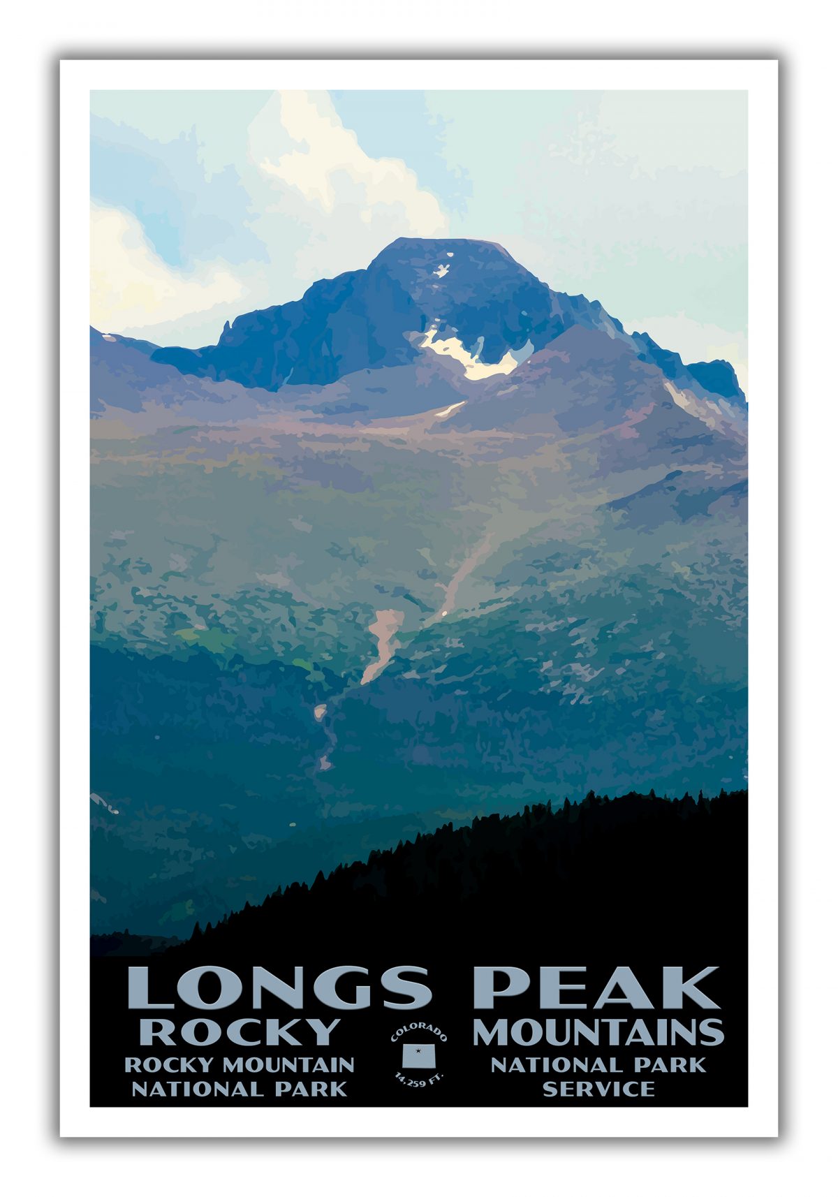 Longs Peak Poster - A Perfect Gift & Memory from an Iconic Colorado Hike